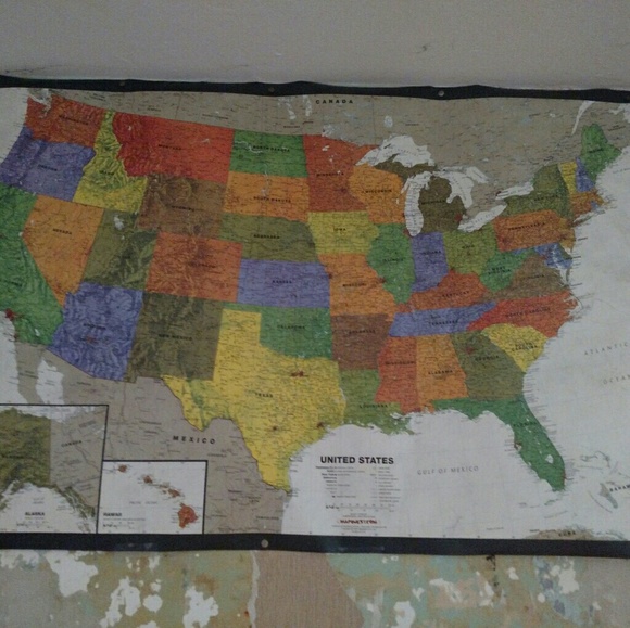 vintage home decor | Wall Decor | Large Map Over 3 Foot Long Bye Aprox3 ...